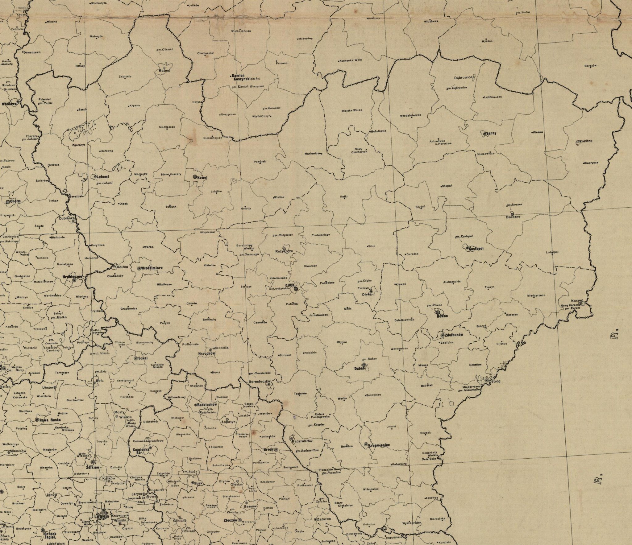 Fragment mapy gmin Rzeczypospolitej Polskiej przedstawiający ...