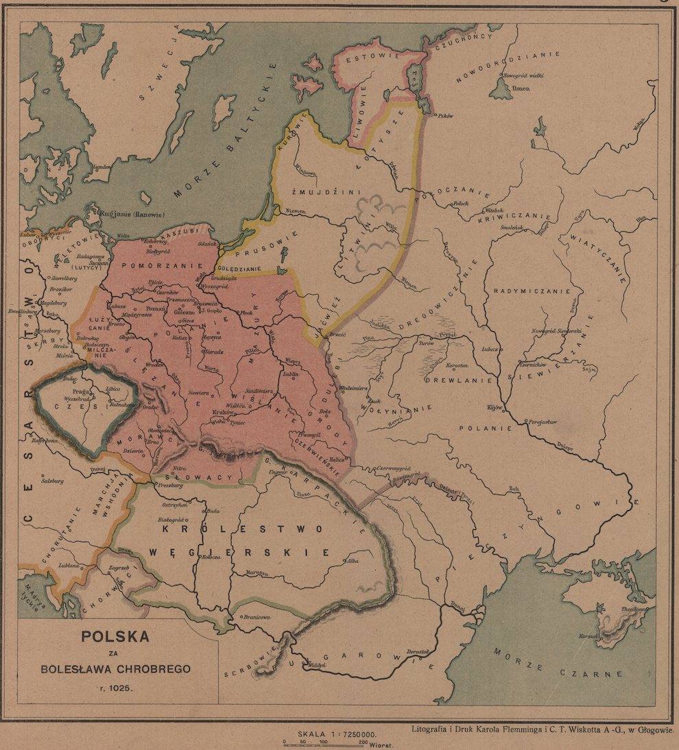 Mapa Polska Bolesława Chrobrego 1025 | HISTORIA.org.pl - historia ...