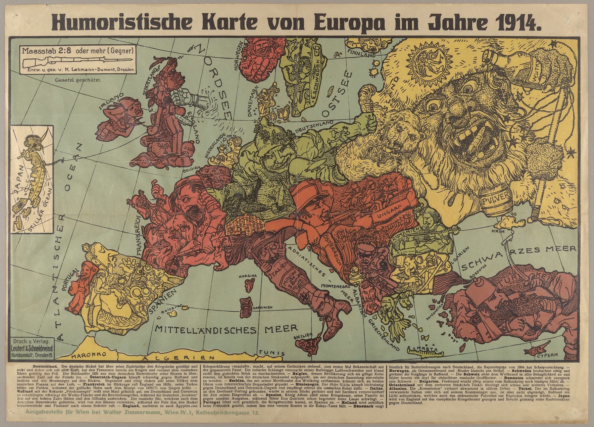 Rysunkowe, satyryczne i propagandowe mapy przedstawiające Europę w ...