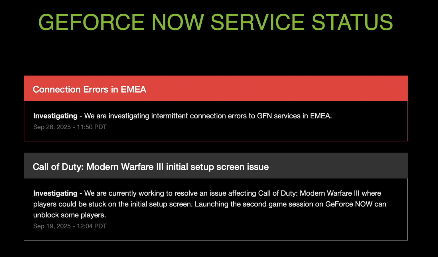 GeForce NOW hit by connection issues in EMEA. NVIDIA investigating ...